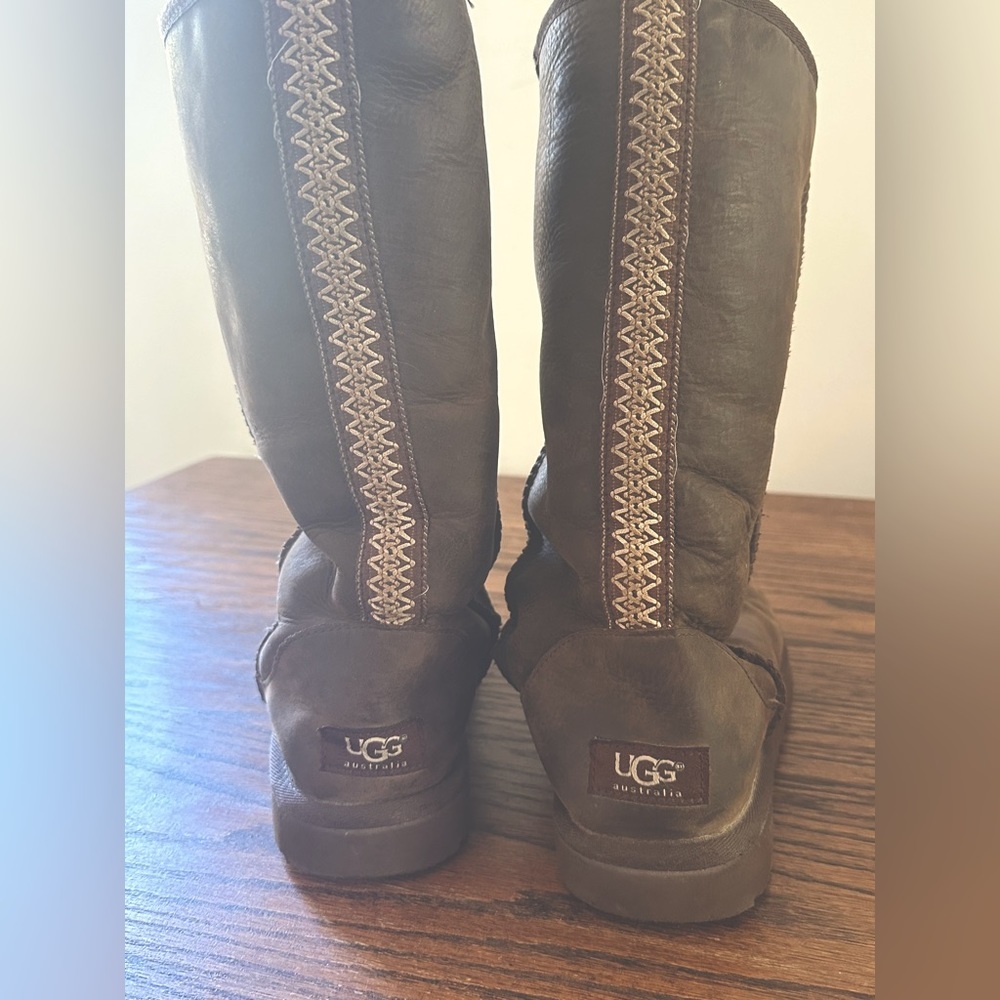 Ugg Ultimate Tall Braid Chocolate Suede Boots Women’s… - Gem